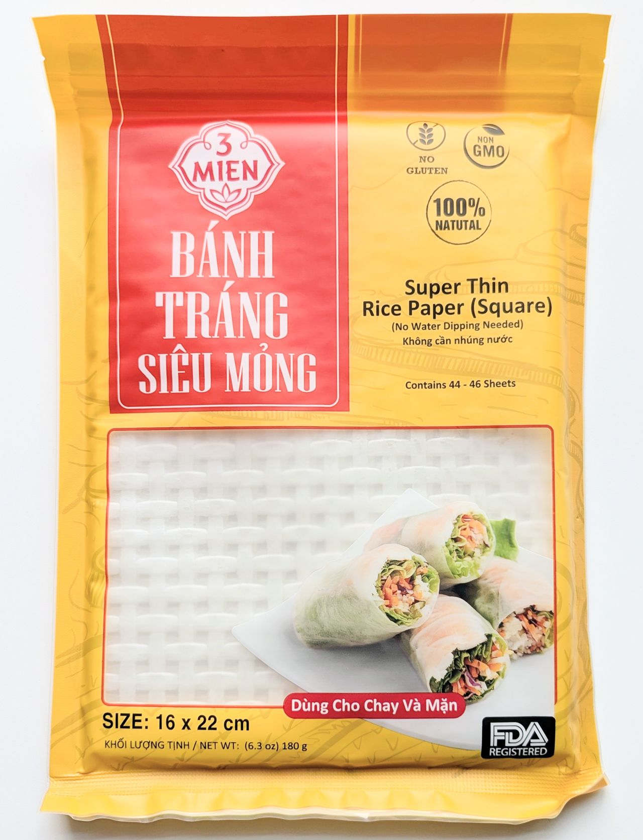 3 Mien Square Rice Paper - No Water Dipping Needed - Vicky Pham